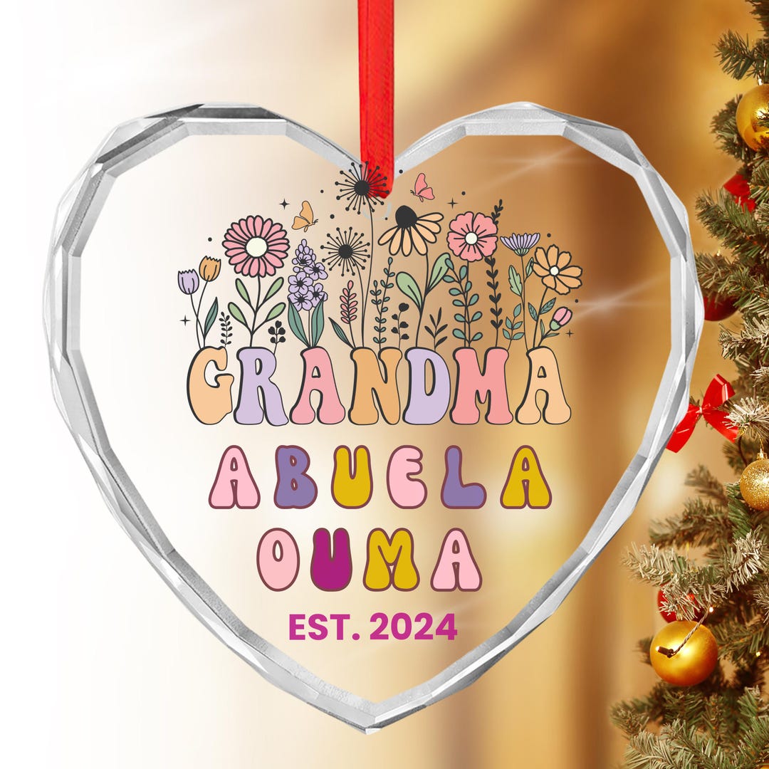 Grandma Crystal Ornament Abuela Gift, New Baby EST 2024 Xmas Decoration ...