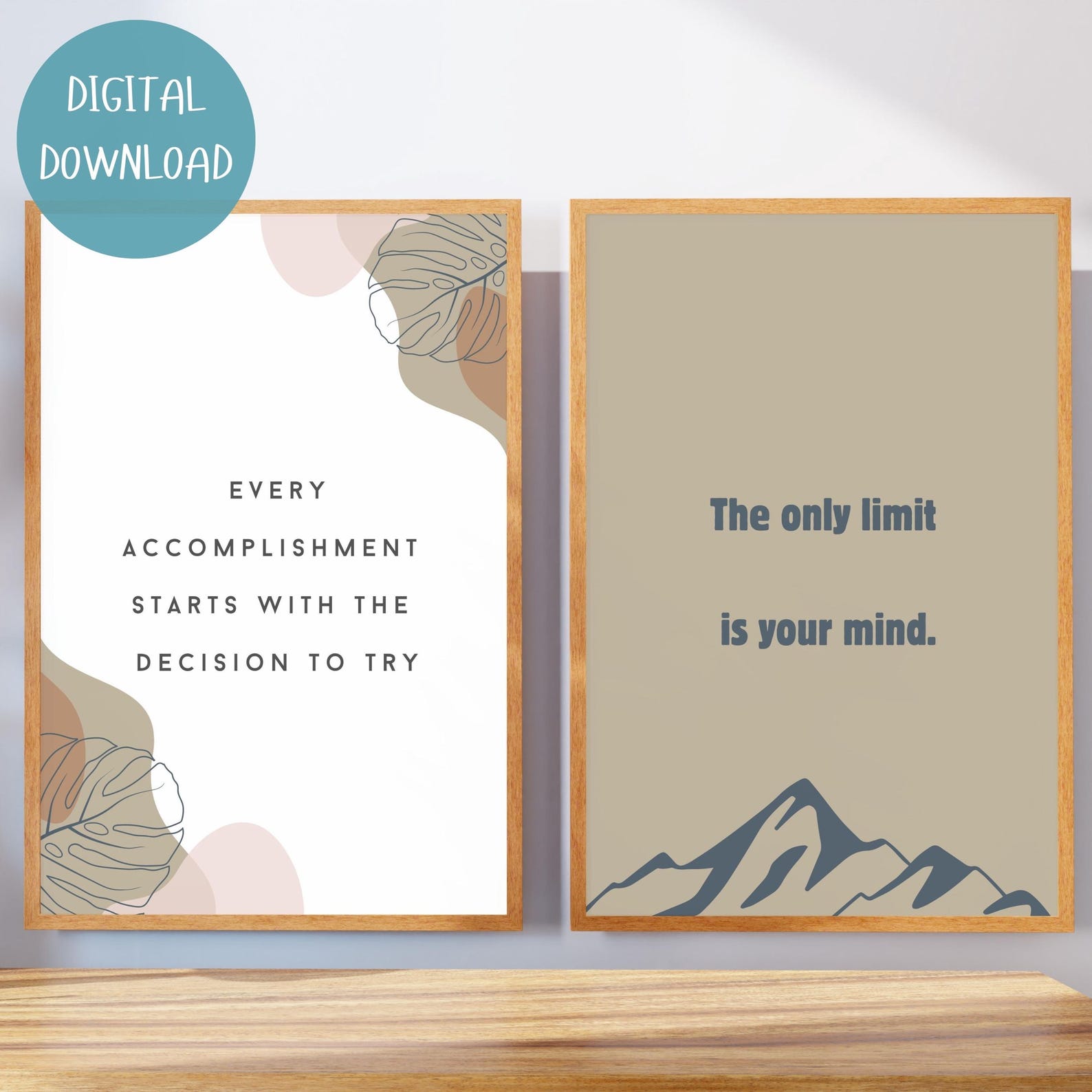 Boho Motivational Office Poster Set, Inspiring Wall Art for Home Office ...