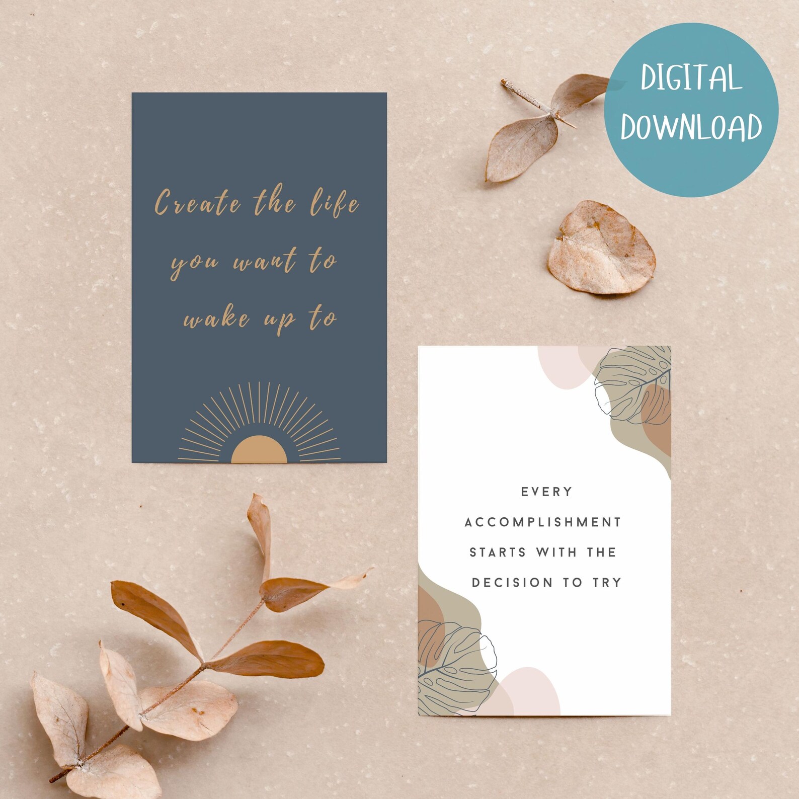 Boho Motivational Office Poster Set, Inspiring Wall Art for Home Office ...