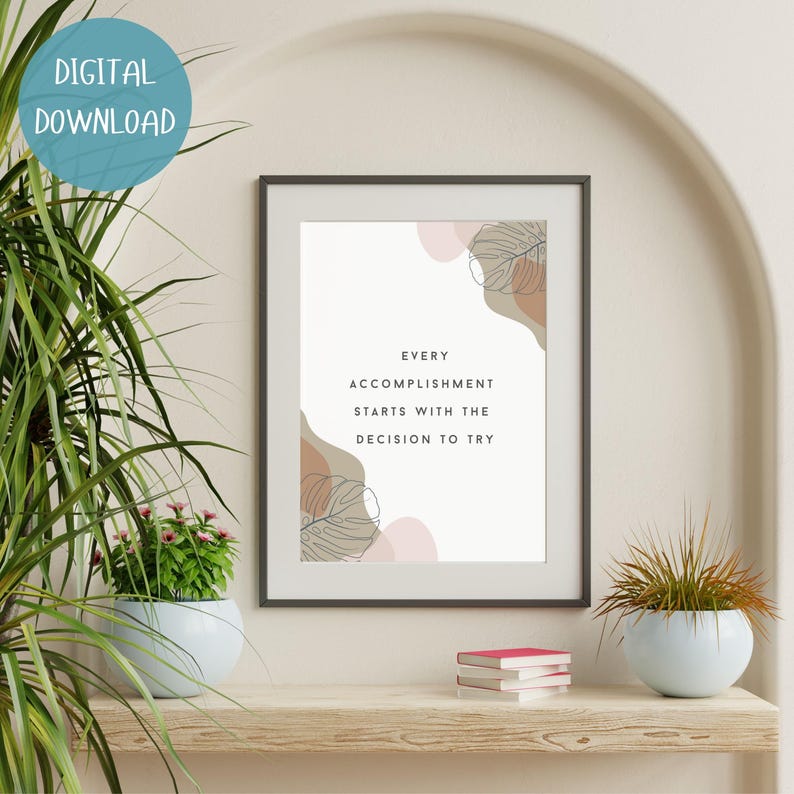 Boho Motivational Office Poster Set, Inspiring Wall Art for Home Office ...