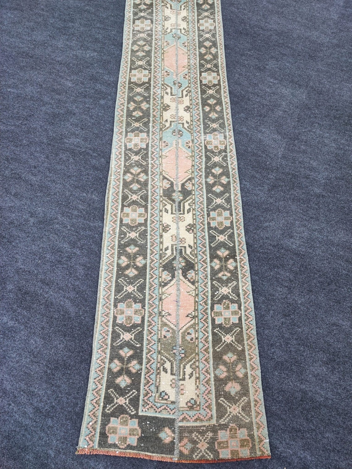 1'8" X 20'4" Handmade Green Extra Narrow and Long Runner 2x20 ...