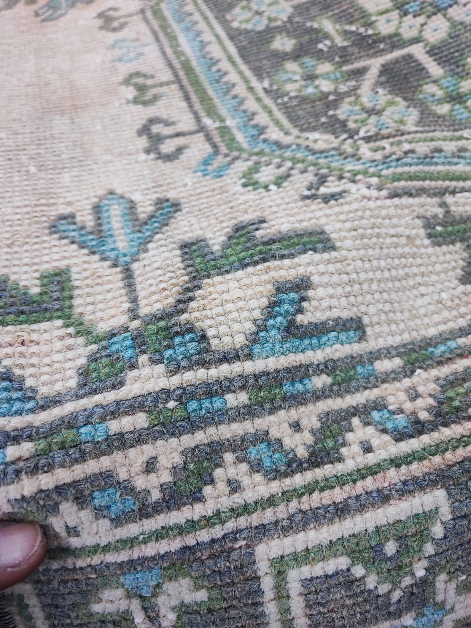 2'4" X 22' Faded Green Handmade Extra Long Runner 2x22, Beige Handwoven ...