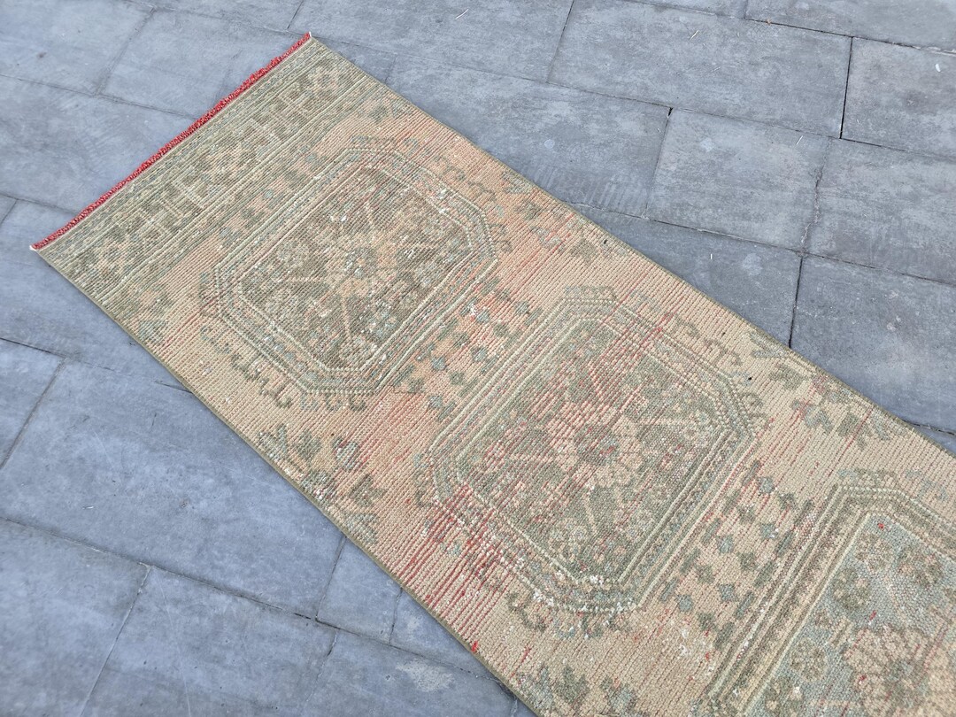 2'5" X 20'4" Faded Gray Staircase Runner Rug 2x20 Wool Handmade Turkish ...