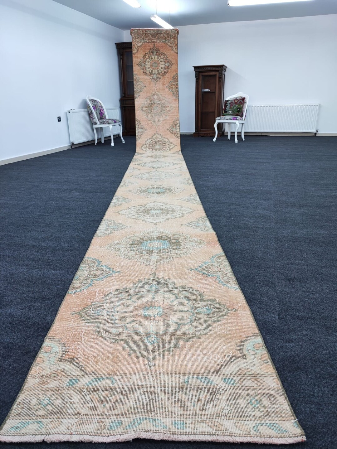2'5" X 23'4" Handmade Vintage Stair Runner 2x23 Hand Knotted Extra Long ...