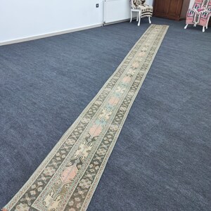 1'8" X 20'4" Handmade Green Extra Narrow and Long Runner 2x20 ...