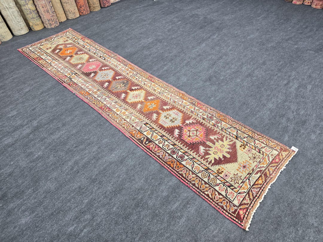 2'10" X 11'8" Vintage Persian Heriz Runner 3x12 Hand Knotted Unique ...