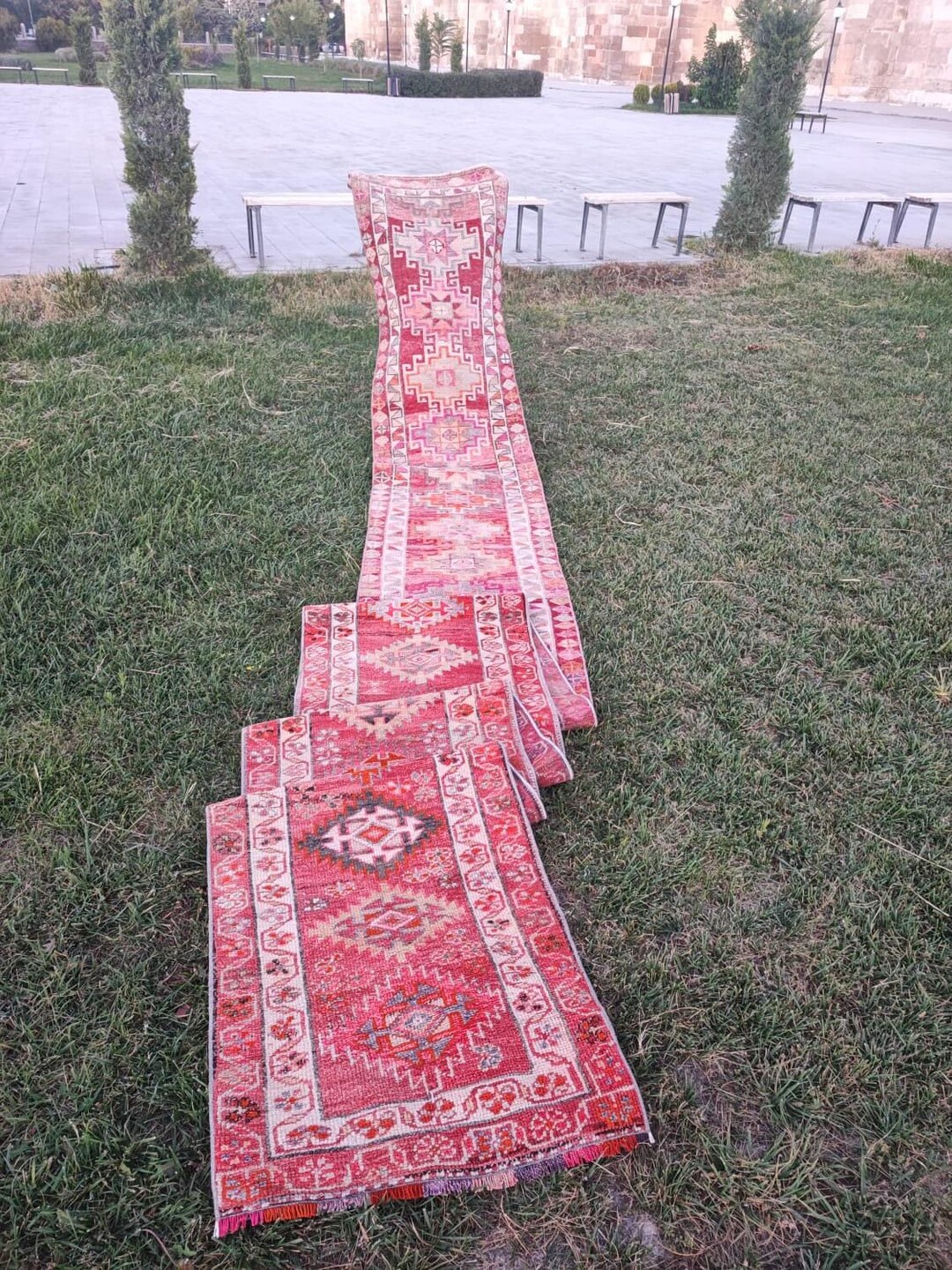 24 Ft Handmade Extra Long Stair Runner Rug 2'5" X 24', Vintage Bordered ...