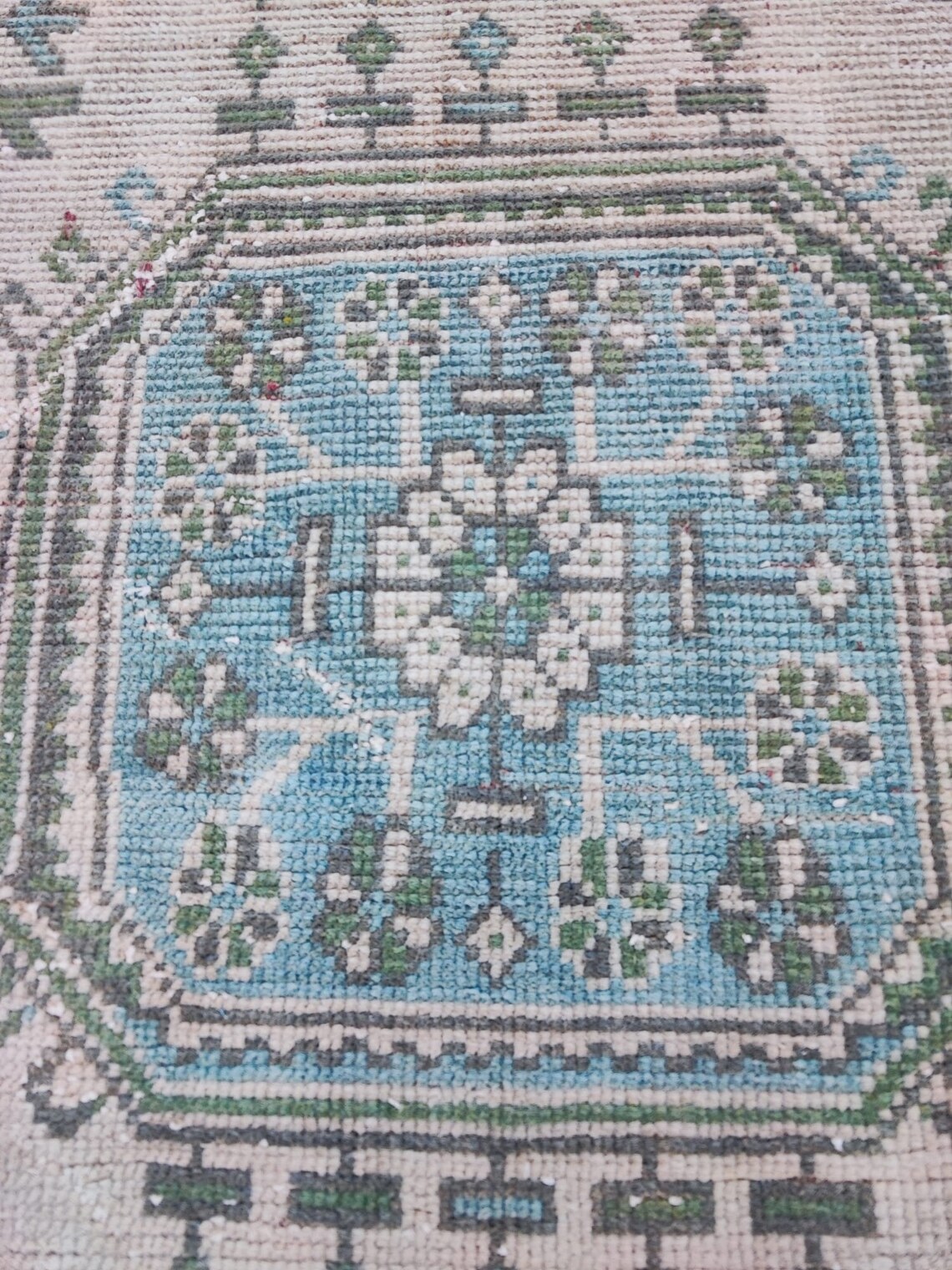 2'4 X 22' Faded Green Handmade Extra Long Runner 2x22, Beige Handwoven ...