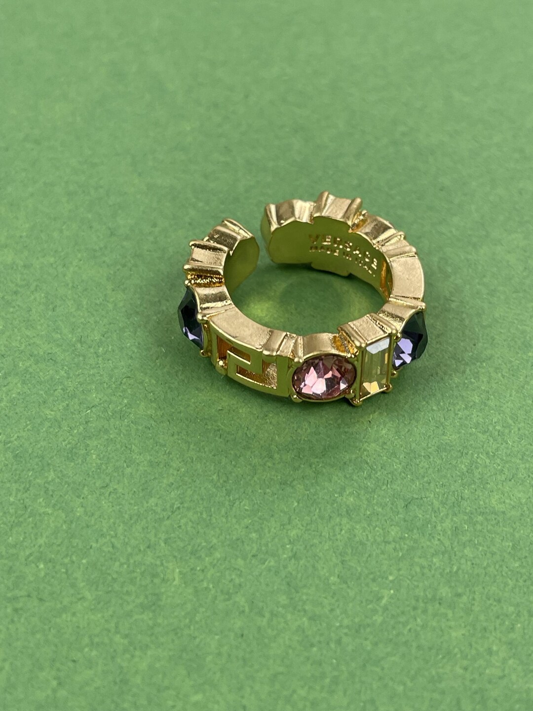 Versace Gold Three Multicolour Stone Motif Ring - Etsy