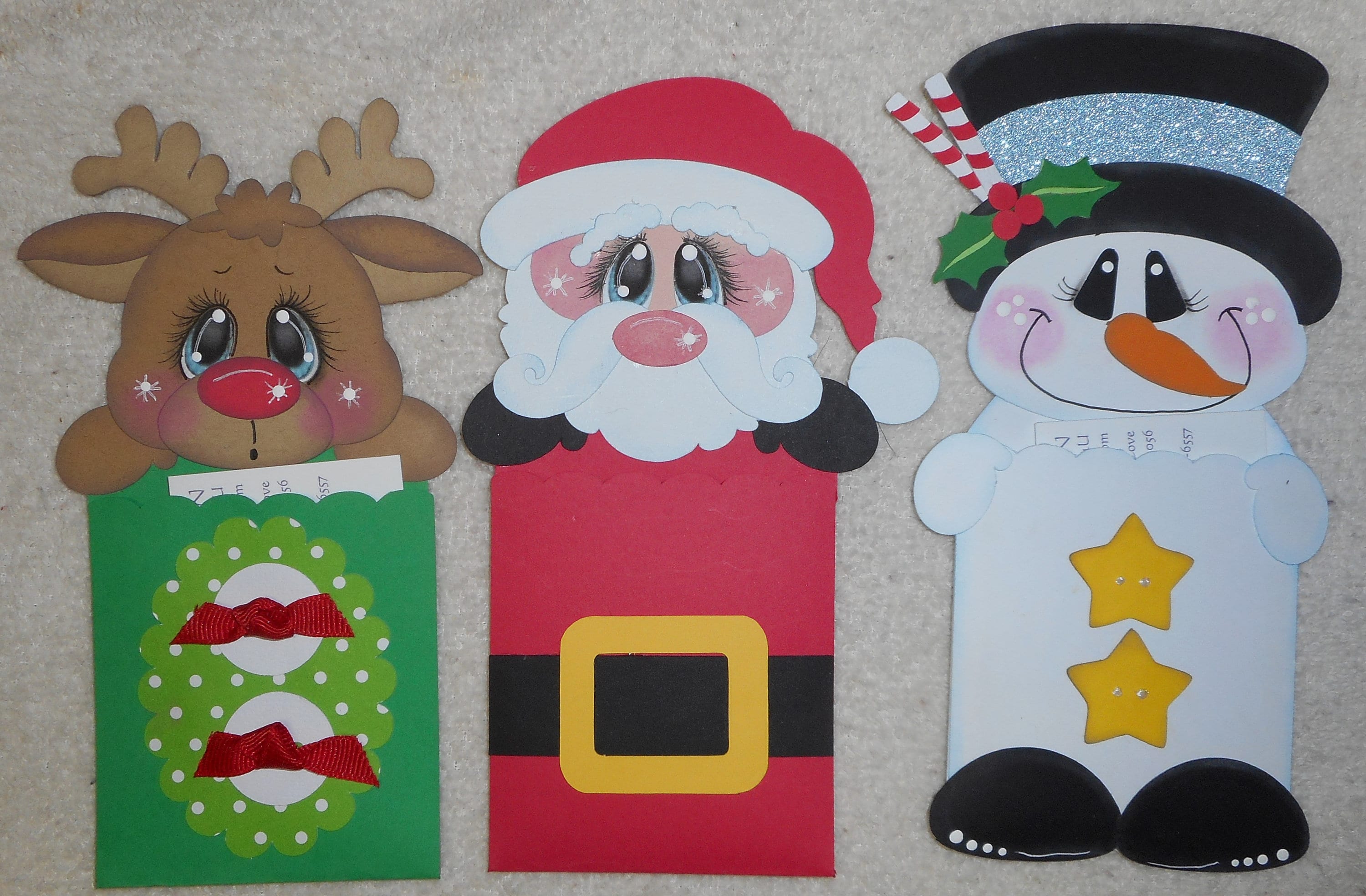 Christmas Santa Reindeer Snowman Gift Wrapping Gift Card - Etsy