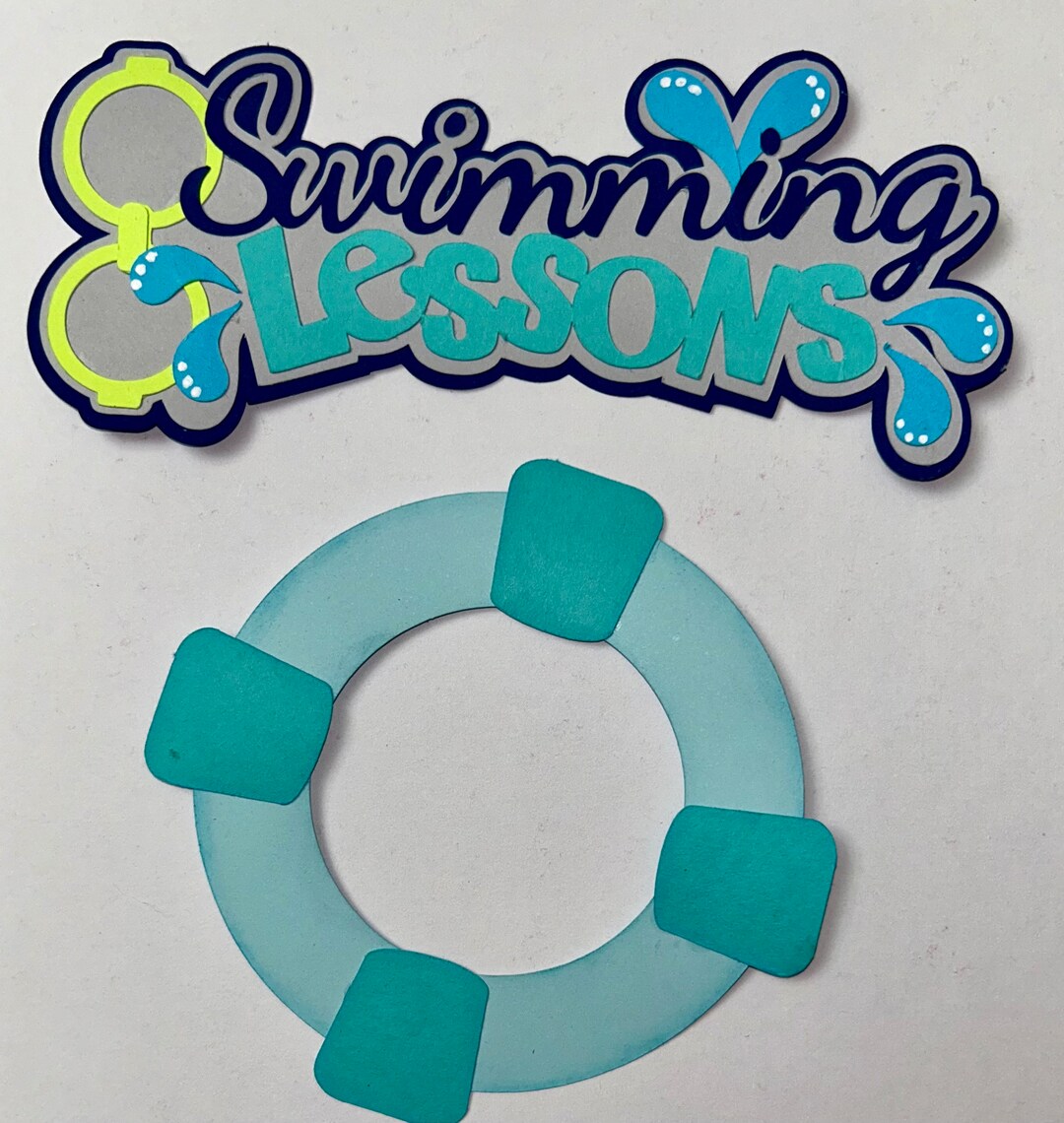 Summer Swimming Title Hand Pieced Embellishment Die Cut Scrapbooking ...