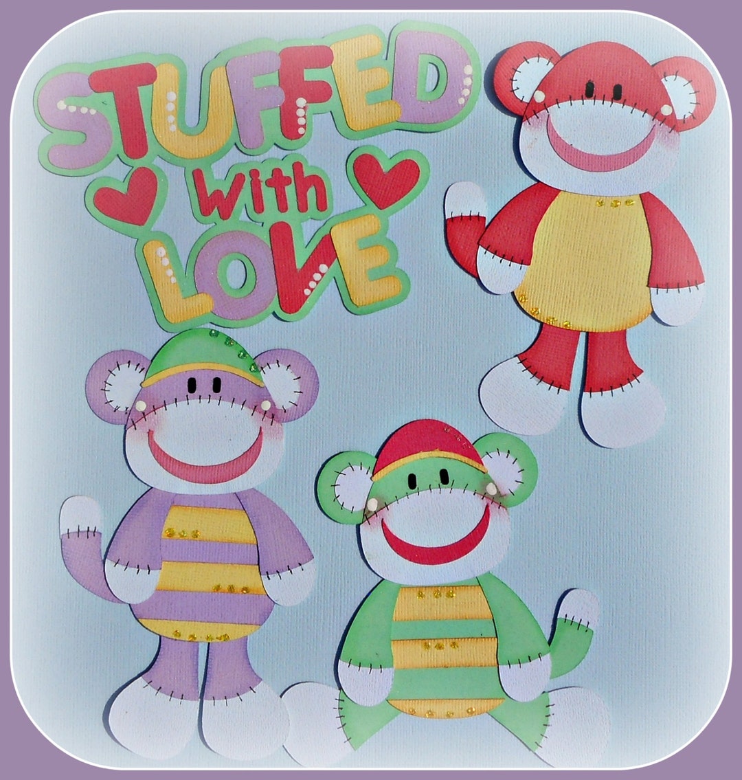 Baby Sock Monkey Premade Handmade Scrapbook Embellishment Die - Etsy