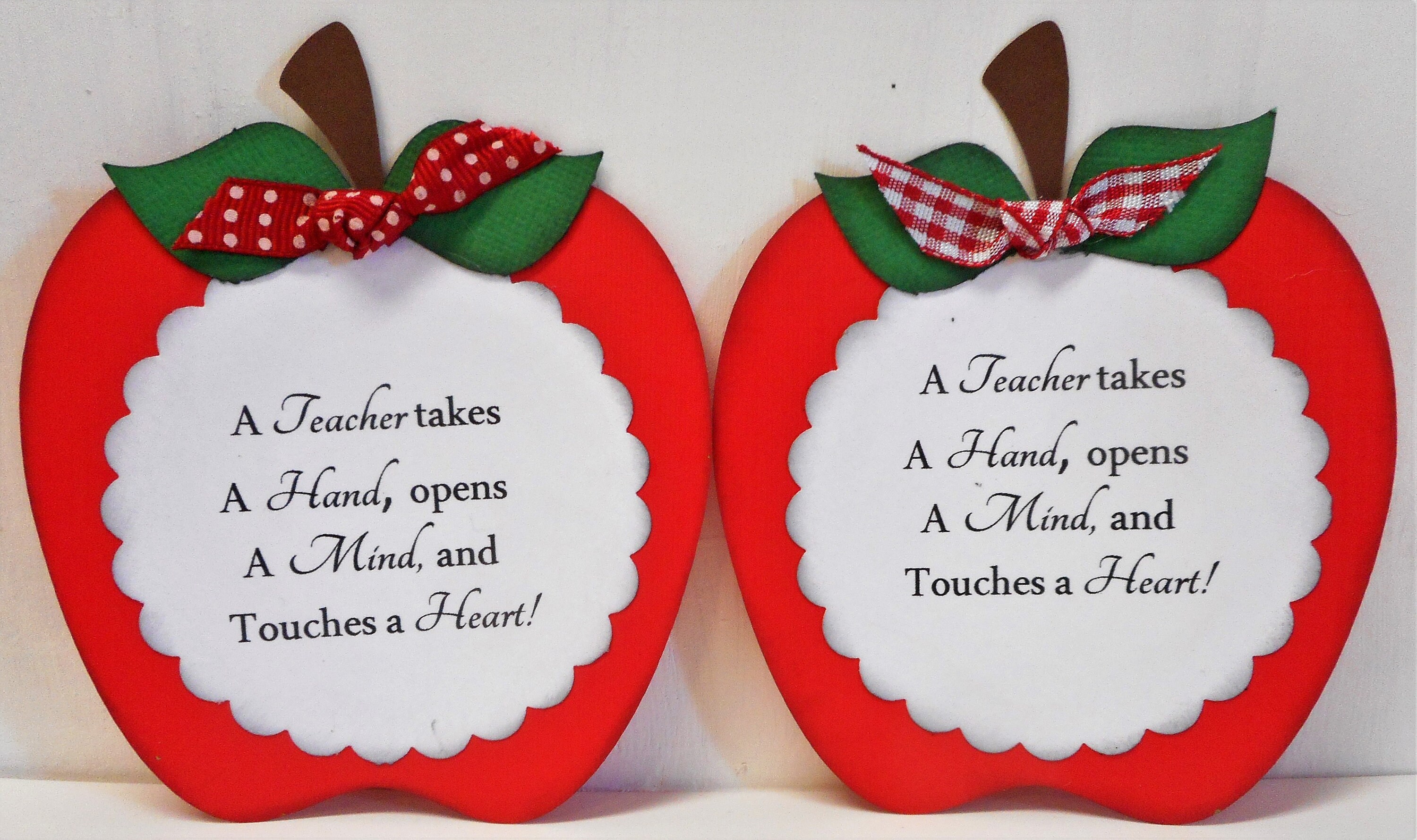 Teacher Appreciation Apple Handmade Tags Set of 4 Embellishment Die Cut ...