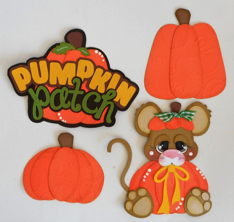 Fall Autumn Pumpkin Mouse Handmade Scrapbook Paper Piecing ...