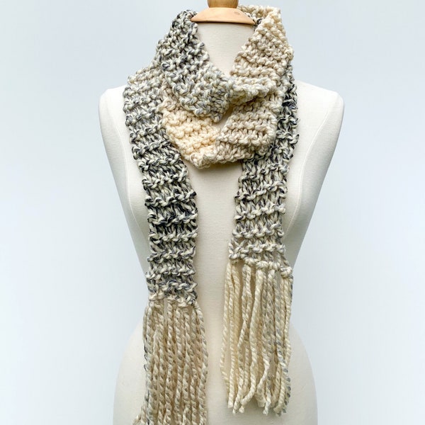 Knitted Scarf Cream - Etsy