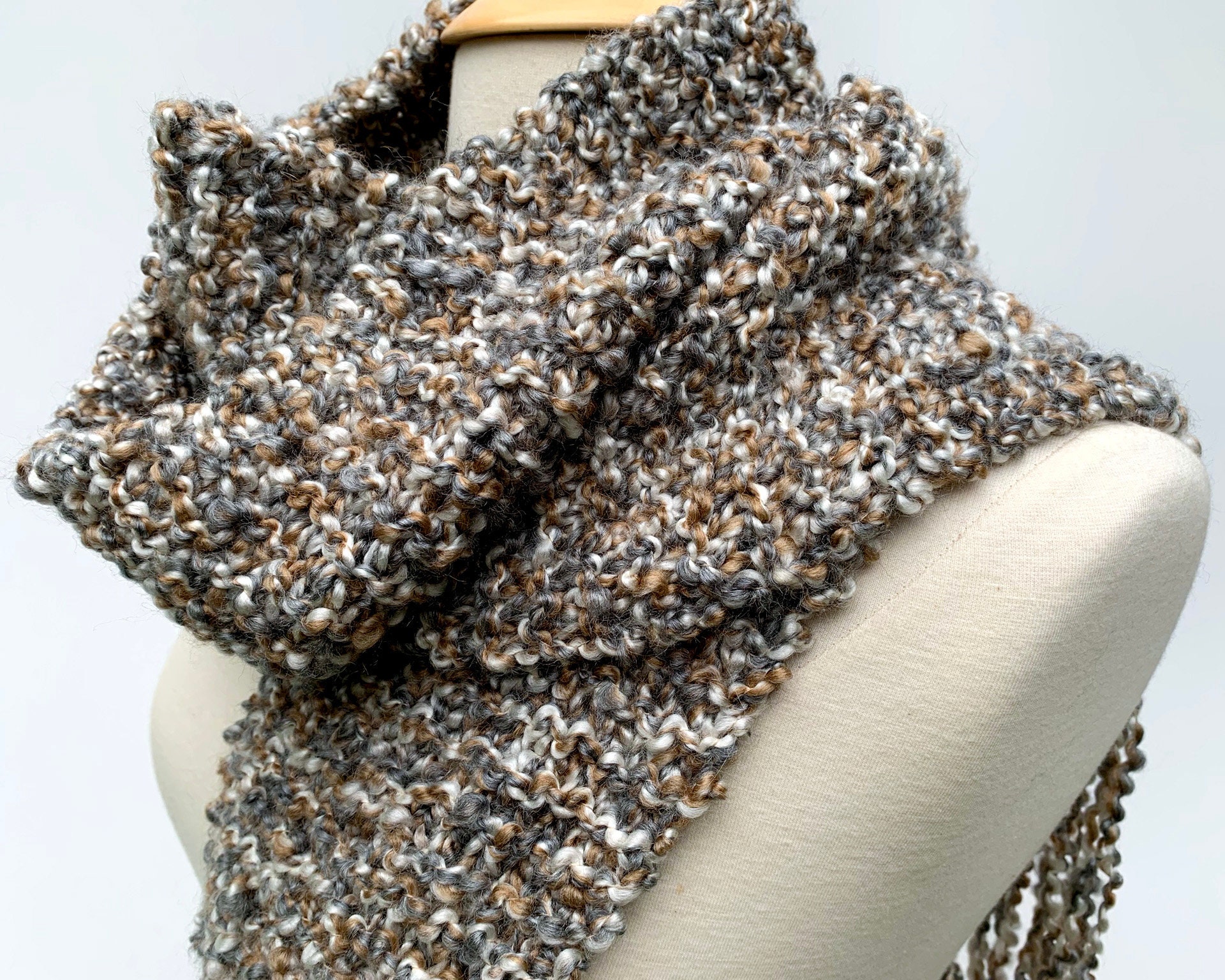 Hand Knitted Scarf Chunky Scarf Women Scarf With Fringe - Etsy UK