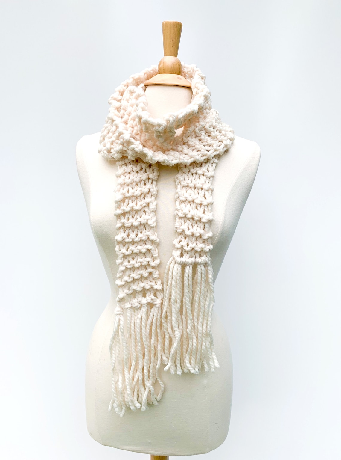 Cream Knit Skinny Scarf Long Skinny Scarf Long Scarf With - Etsy