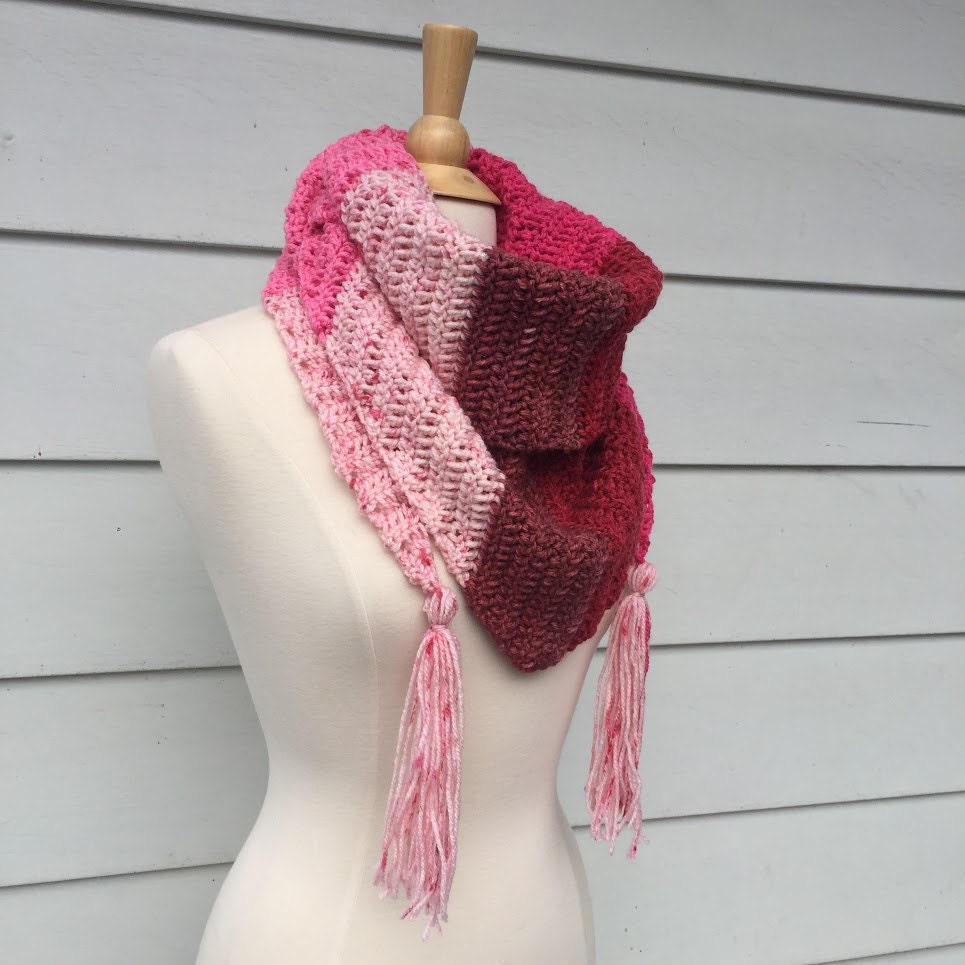 Bufanda de gran tamaño de ganchillo rosa bufanda de gran tamaño rosa ...
