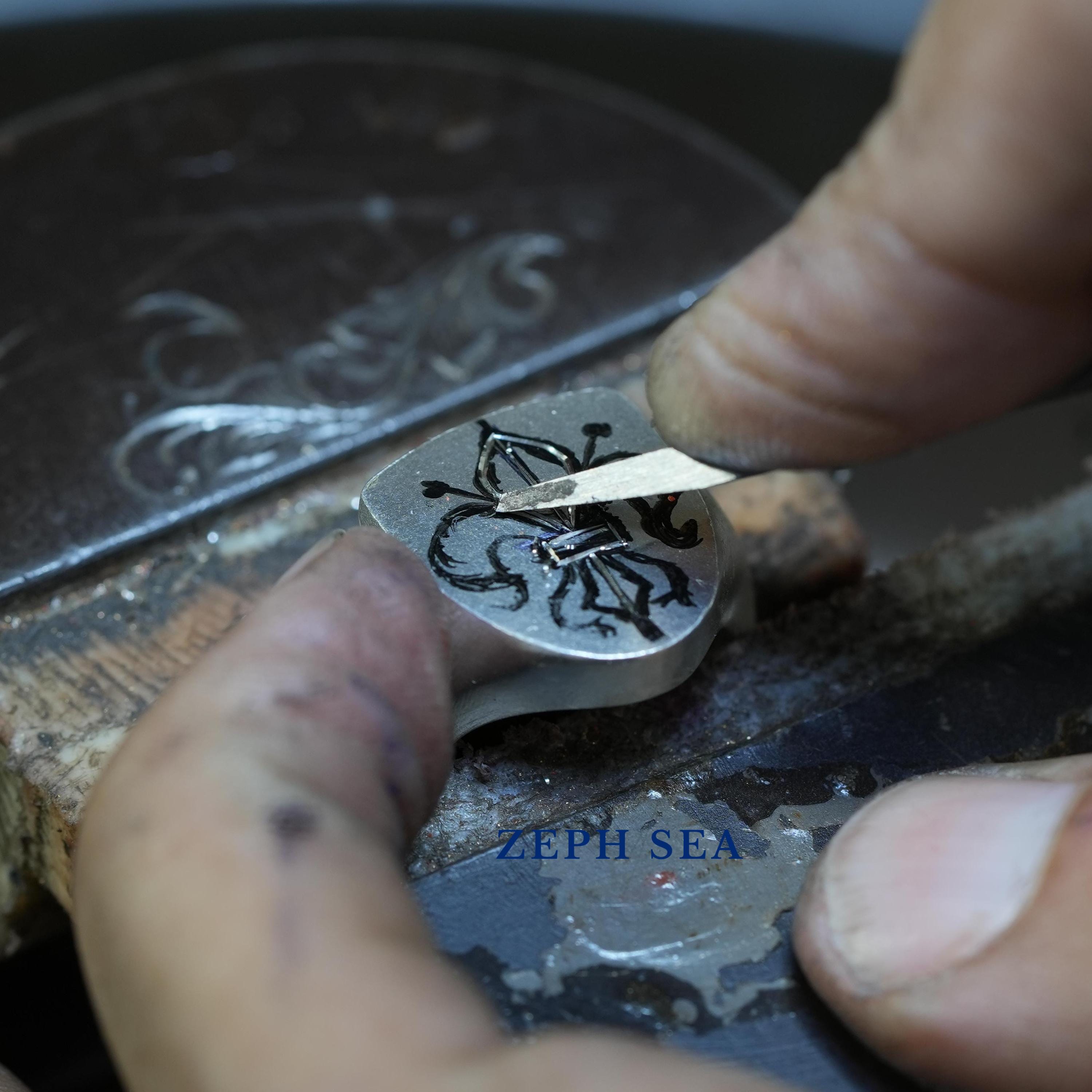 Gold Engraved Signet Ring, Handmade Signet Ring. Hand Engraved ...