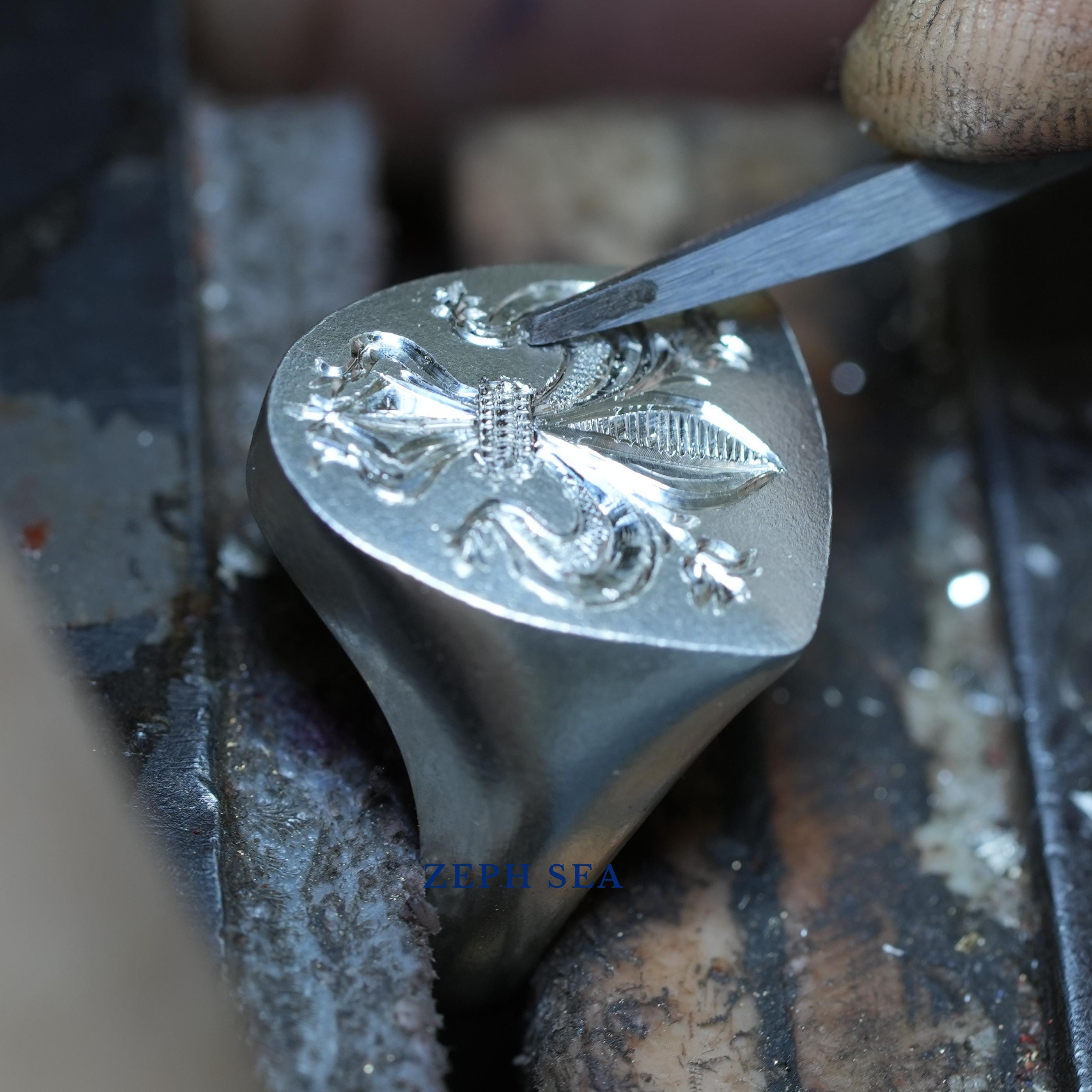 Gold Engraved Signet Ring, Handmade Signet Ring. Hand Engraved ...
