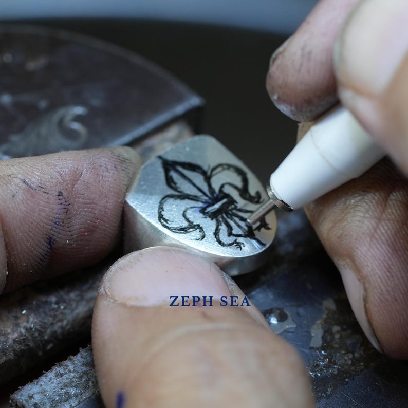 Gold Engraved Signet Ring, Handmade Signet Ring. Hand Engraved ...