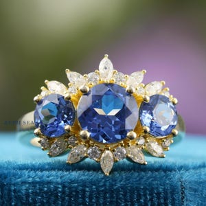 Lab 3ct Cornflower Sapphire Ring, 925 Sterling Silver Ring, Customize ...