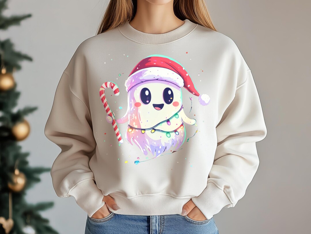 Cute Ghost Santa Png Christmas Ghost PNG Design Sublimation for Print ...