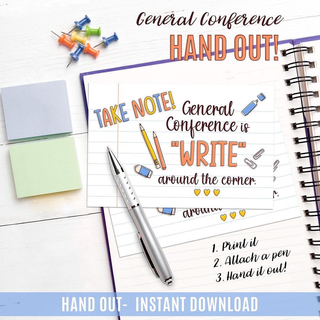 Printable General Conference Reminder | "take Note!" Handout | Instant ...