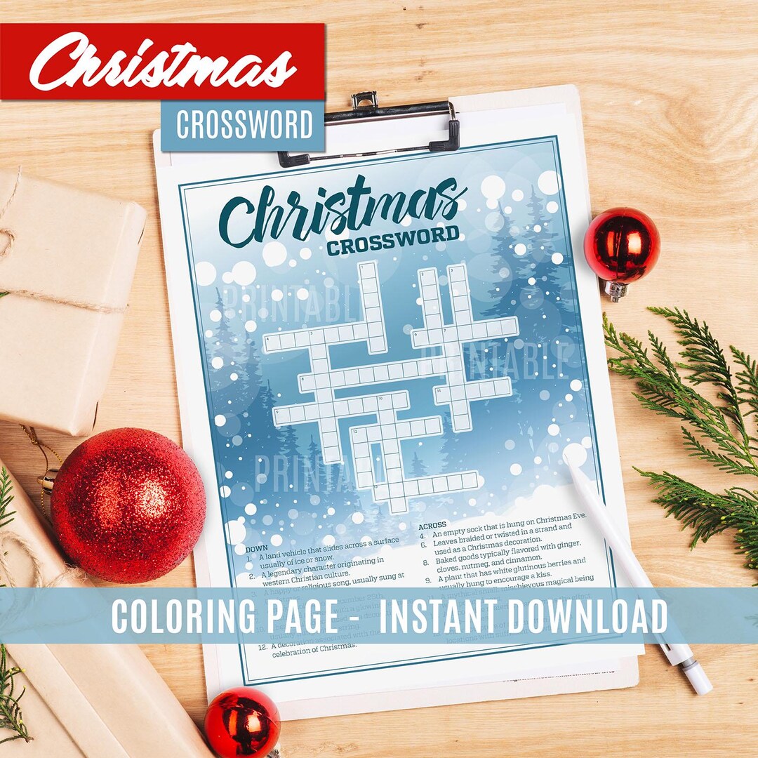 Printable Christmas Crossword Puzzle | Fun Holiday Activity | Instant ...