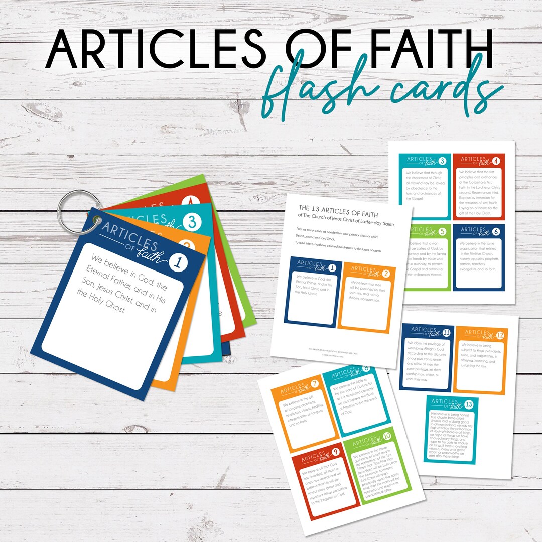 Articles of Faith Flash Cards - Primary the Church of Jesus Christ of ...