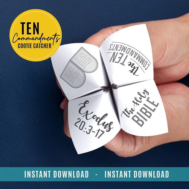 The 10 Commandments Cootie Catcher Printable - Holy Bible Christian - Etsy