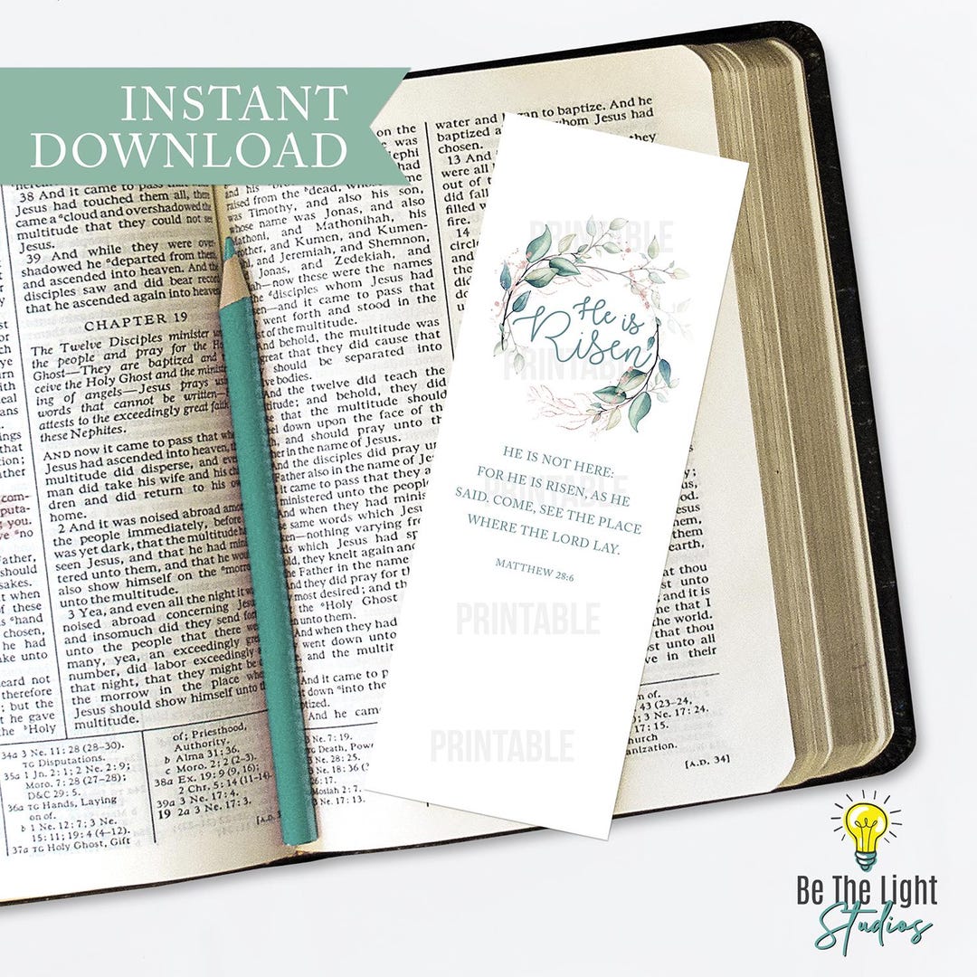 He is Risen - Easter Bookmark - Christ Centered Easter Bookmark - Etsy