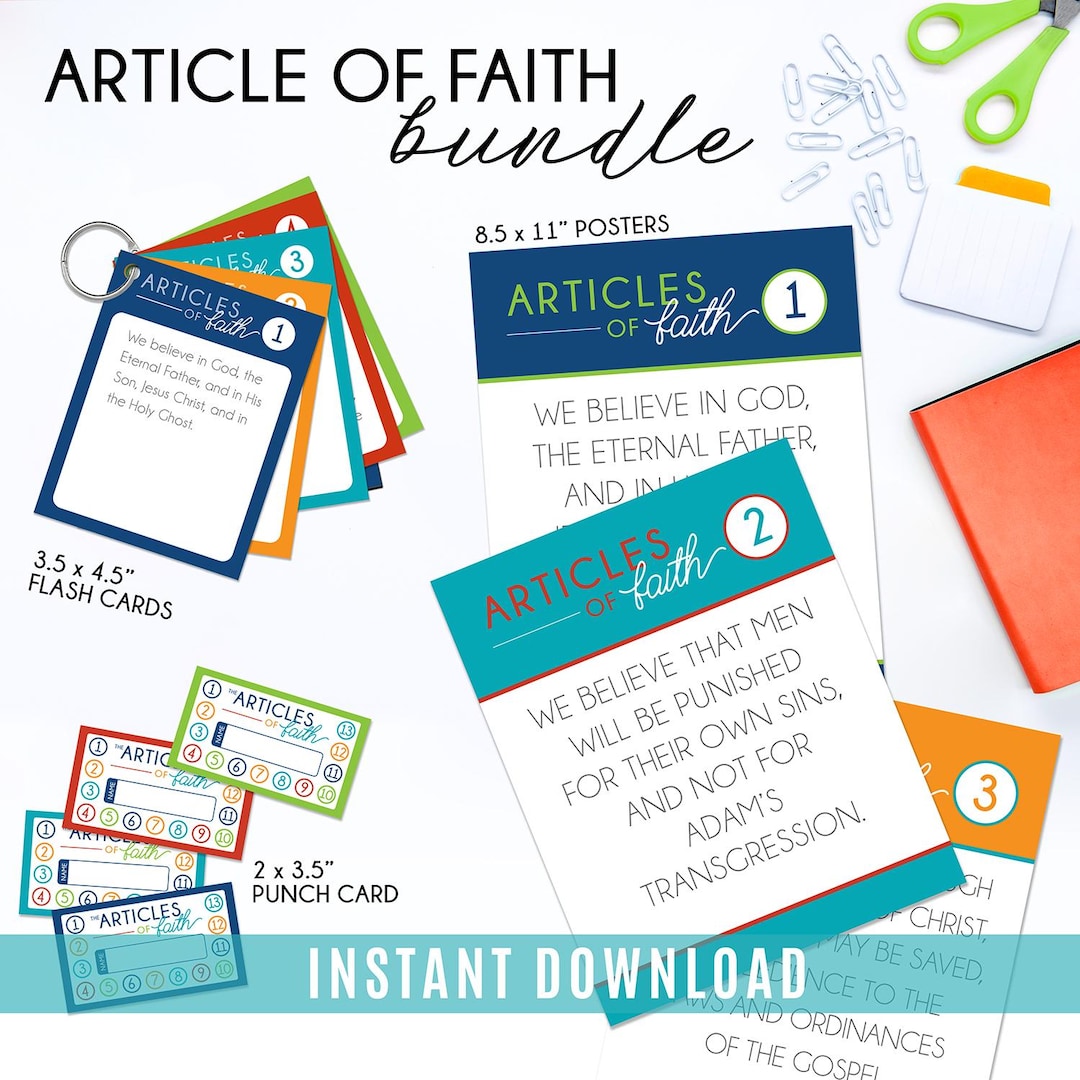 Articles of Faith Cards, Posters, and Punch Card Bundle - Primary the ...