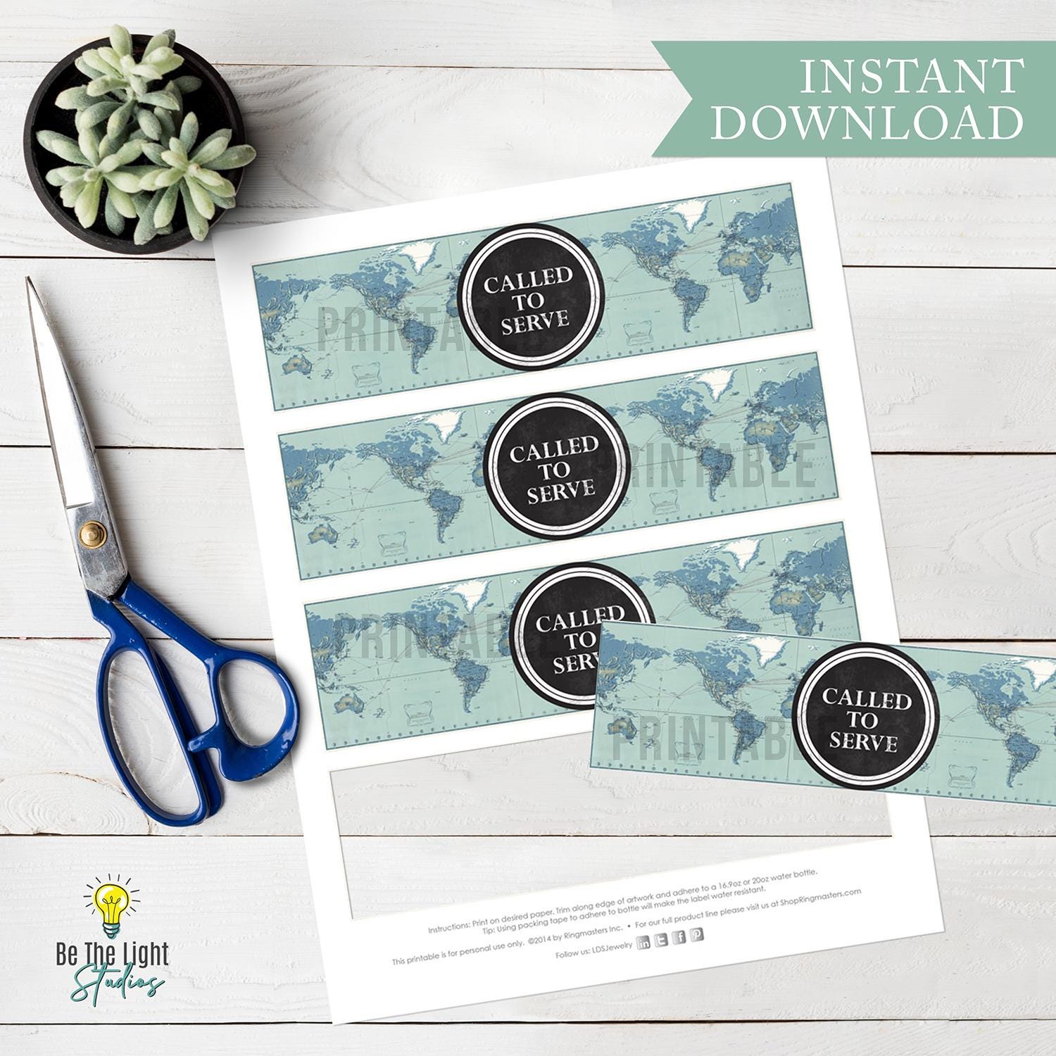 Missionary Printable Water Bottle Labels - Called to Serve Water Bottle ...
