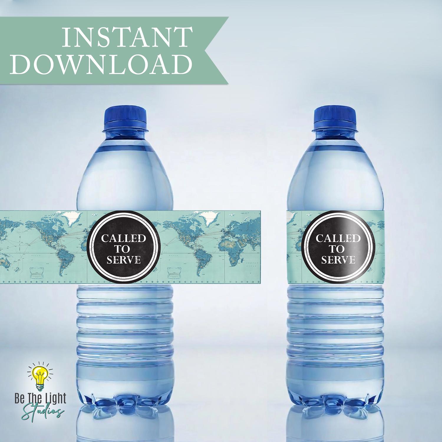 Missionary Printable Water Bottle Labels - Called to Serve Water Bottle ...