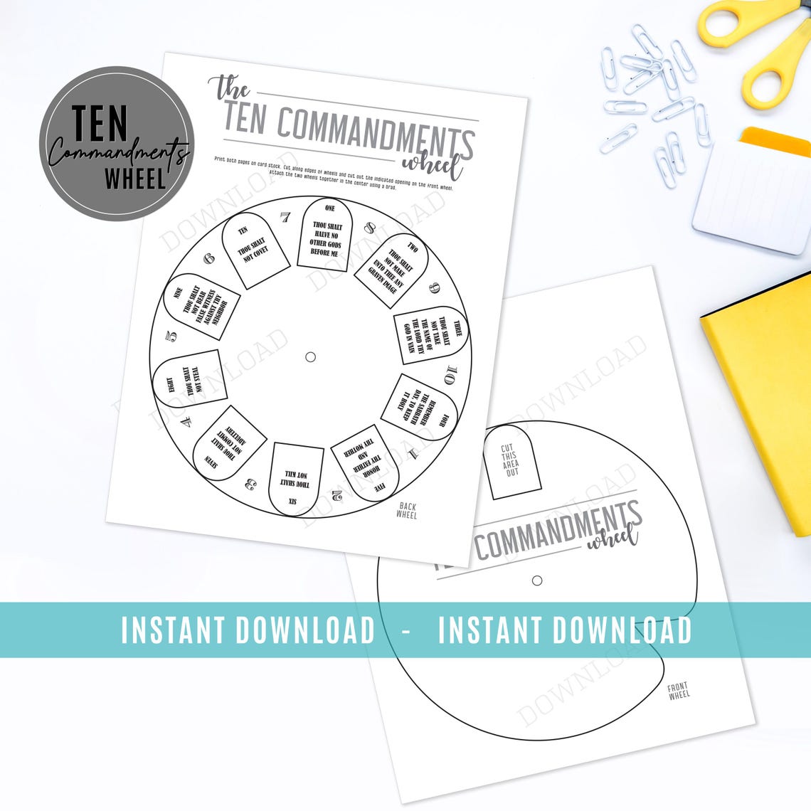 The 10 Commandments Wheel Printable - Holy Bible Christian - Etsy