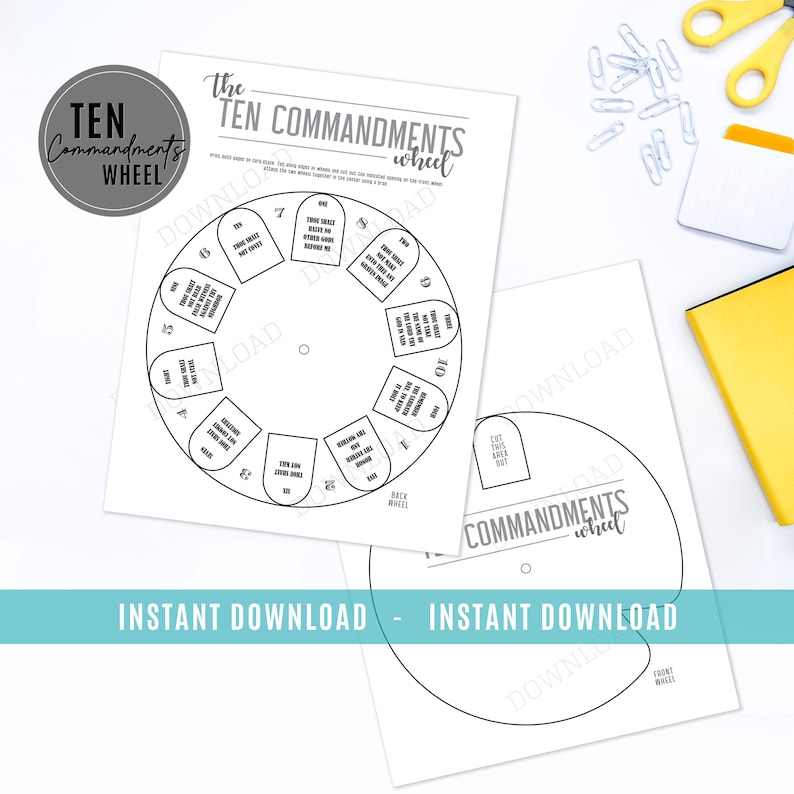The 10 Commandments Wheel Printable - Holy Bible Christian - Etsy