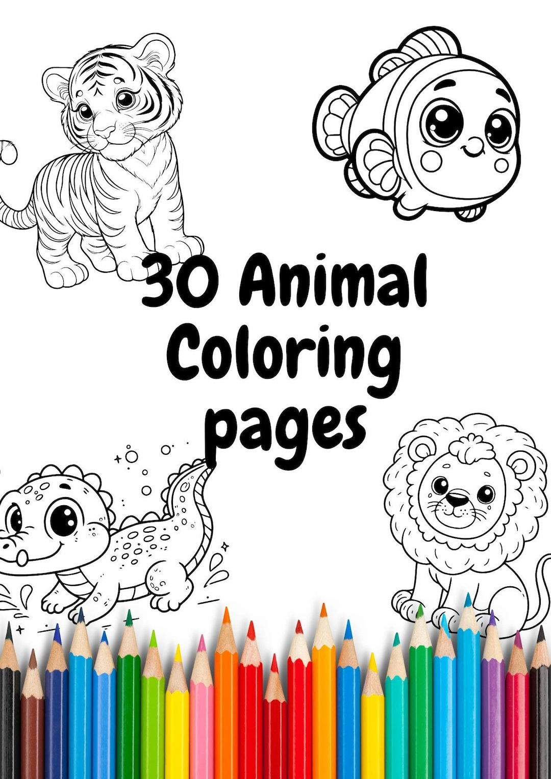 Animals Coloring Pages for Kids, Animals Digital Book, Children ...