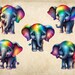 Watercolor Rainbow Elephant Clipart Set, 10 PNG Bundle, 12x12, 300 DPI ...