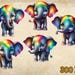 Watercolor Rainbow Elephant Clipart Set, 10 PNG Bundle, 12x12, 300 DPI ...
