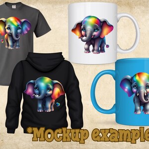 Watercolor Rainbow Elephant Clipart Set, 10 PNG Bundle, 12x12, 300 DPI ...