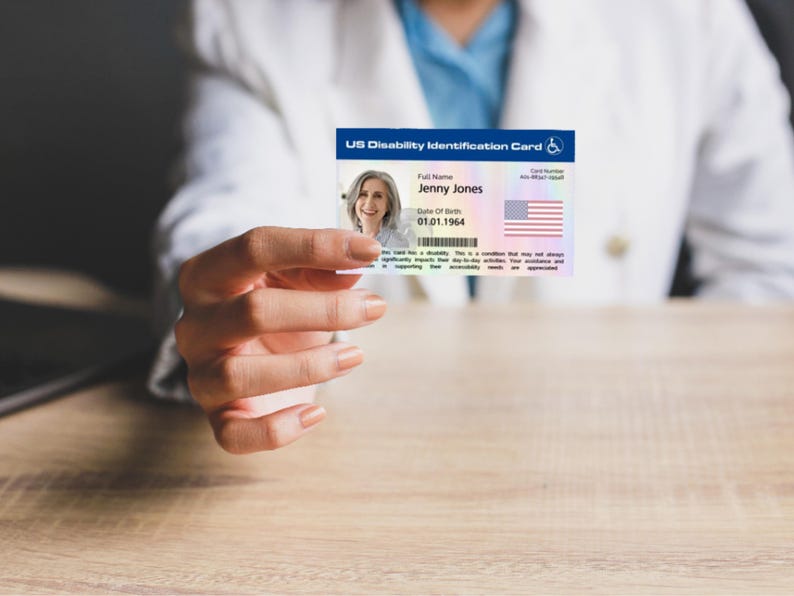 Disability Identification Card – Single Sided, Photo ID With American ...