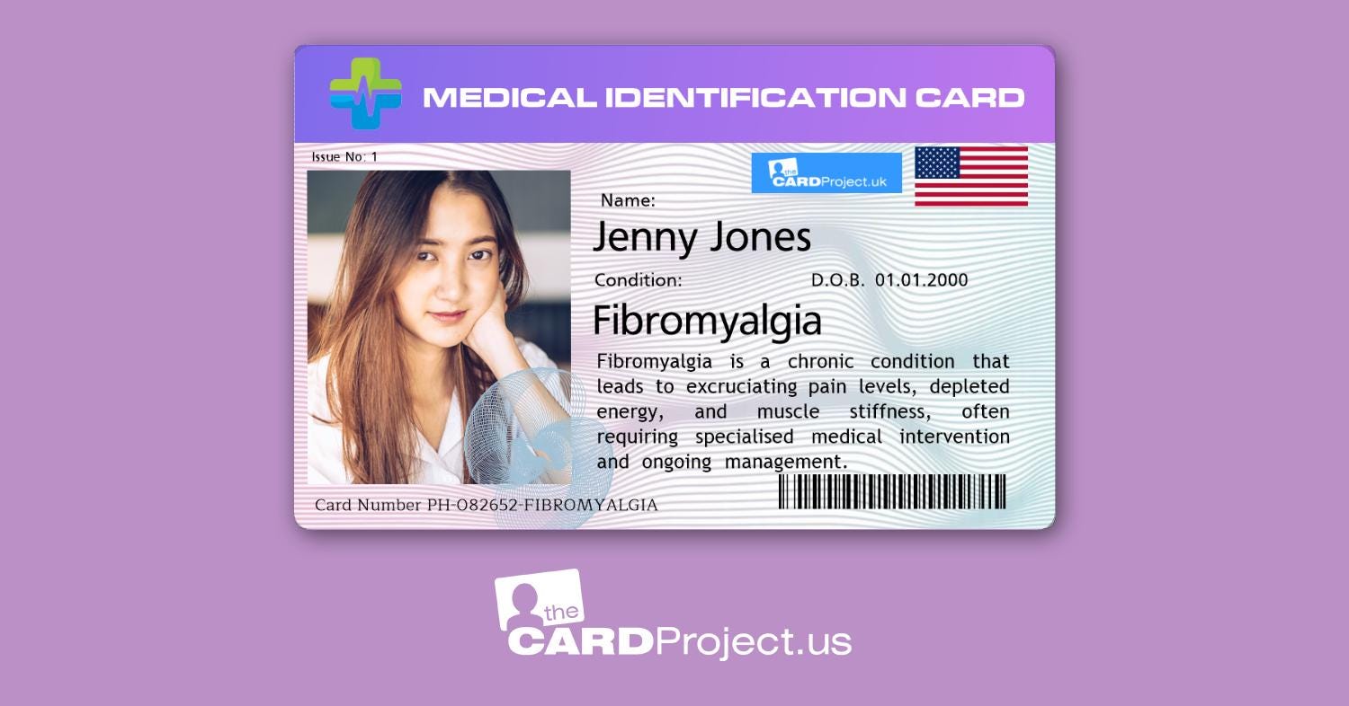 Fibromyalgia Medical ID Card With Photo | Personalized Health Info ...