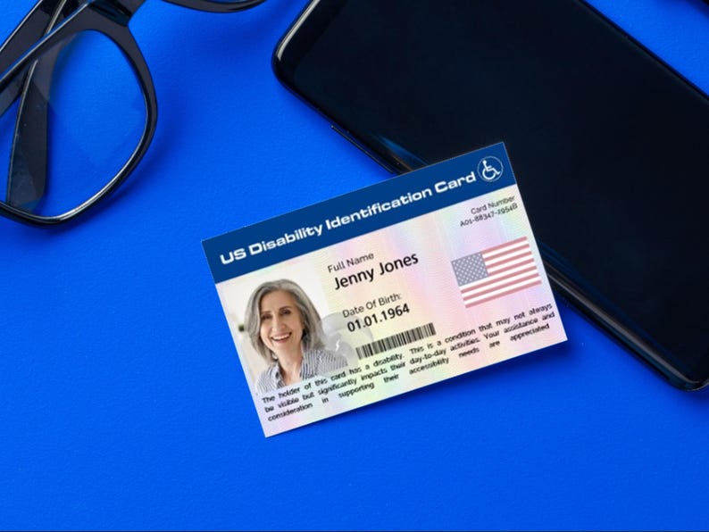 Disability Identification Card – Single Sided, Photo ID With American ...