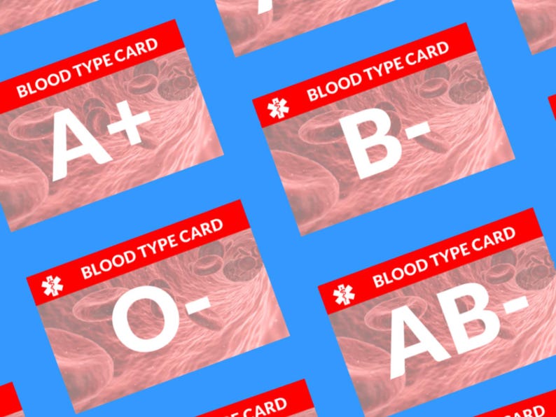 Blood Type Wallet Cards for Emergency Use – A Positive, A Negative, B ...