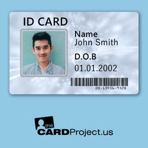 Photo Identity Card, Personalized With Name and Date of Birth | Credit ...
