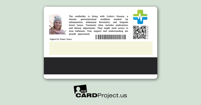 Crohn's Disease Medical ID Card | Restroom Access Support | Emergency ...