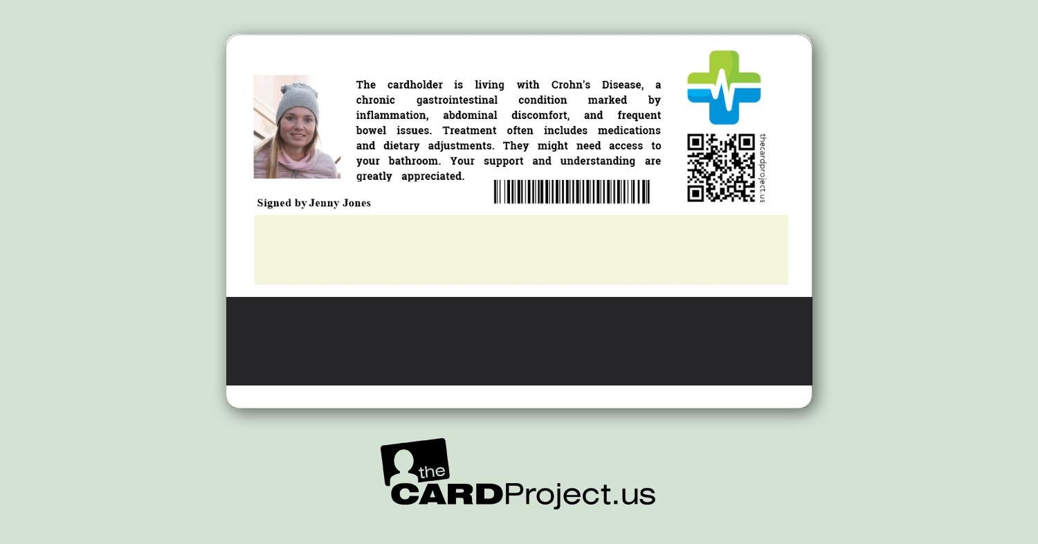Crohn's Disease Medical ID Card | Restroom Access Support | Emergency ...