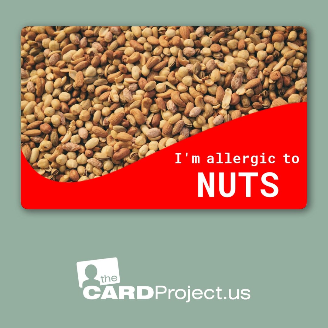I'm Allergic to Nuts | Peanut and Tree Nut Allergy Alert Card | Food ...