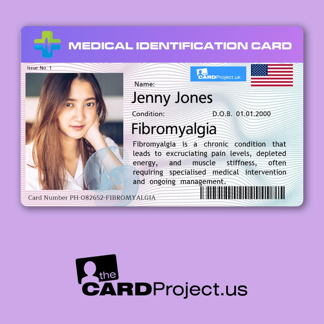 Fibromyalgia Medical ID Card With Photo | Personalized Health Info ...
